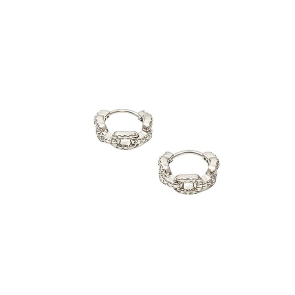 Jewelry | Huggie Hoops Tai Silvertone With Crystal Accents | Poshmark